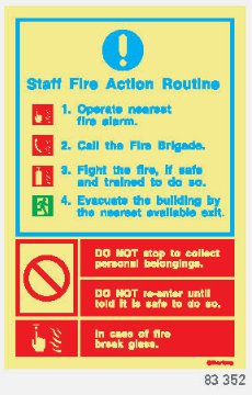Everlux Staff Fire Action Sign 1 200 X 300 83-352 - Fire Products Direct