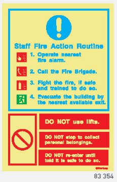 Everlux Staff Fire Action Sign 2 200 X 300 83-354 - Fire Products Direct