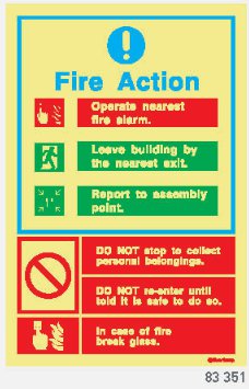 Everlux Standard Fire Action Sign 200 X 300 83-351 - Fire Products Direct